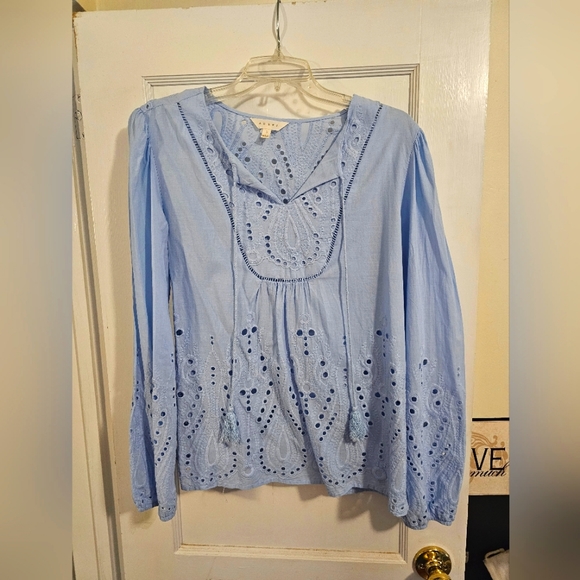Adiva | Tops | Light Blue Eyelet Top | Poshmark